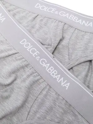 Dolce & Gabbana Logo-waistband Cotton-blend Brief - Grey