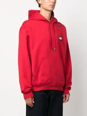 Dolce & Gabbana Logo-plaque Cotton Hoodie - Red