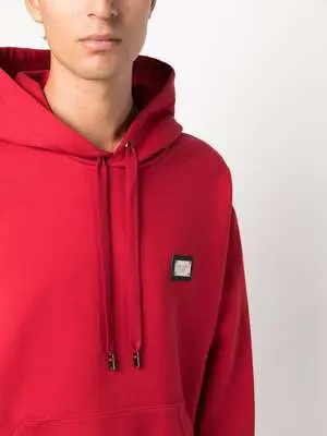 Dolce & Gabbana Logo-plaque Cotton Hoodie - Red