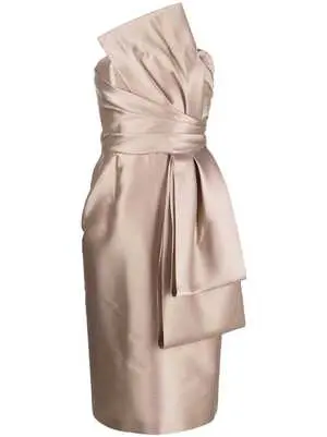 Alberta Ferretti Strapless Draped Midi Dress
