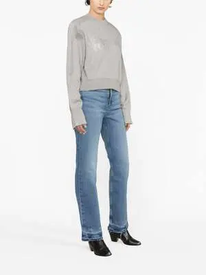 ROTATE BY BIRGER CHRISTENSEN Embellished Organic Cotton Sweatshirt - Grey