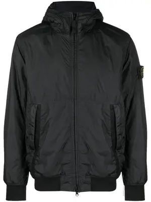 Stone Island Compass Patch Hooded Jacket - Black