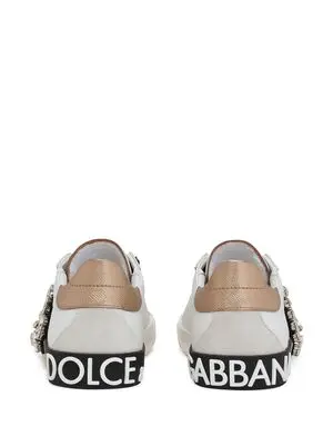 Dolce & Gabbana Portofino Rhinestone-embellished Sneakers - White