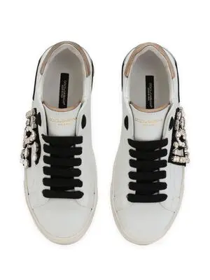 Dolce & Gabbana Portofino Rhinestone-embellished Sneakers - White