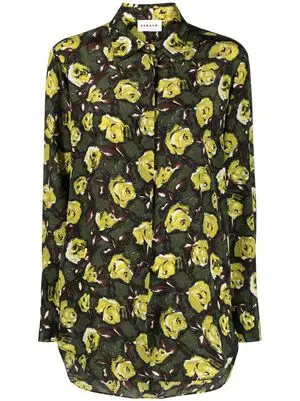 P.a.r.o.s.h Floral Print Silk Shirt