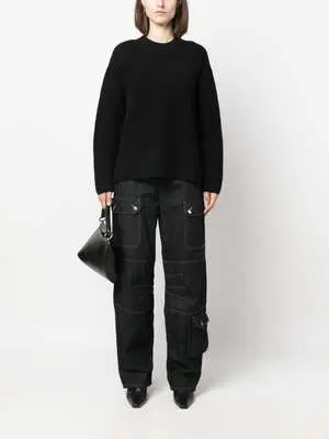 P.a.r.o.s.h Ribbed-knit Cashmere Sweatshirt - Black
