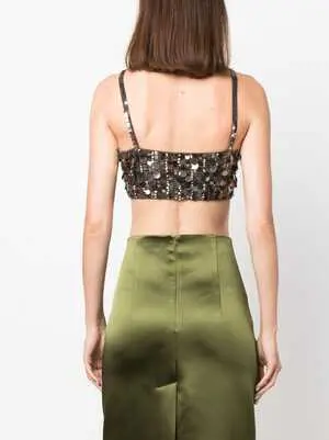 P.a.r.o.s.h Sequin-embellished Cropped Tank Top