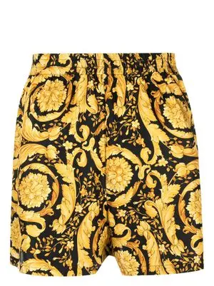 Versace Barocco-print Silk Shorts - Black