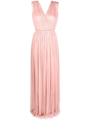 PNK Pleated Silk Floor-length Dress