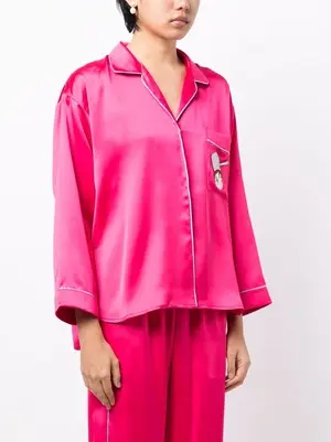 Mira Mikati Embroidered-doll Buttoned Pyjama Top
