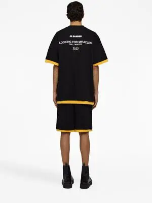 JIL SANDER Logo-print Two-tone T-shirt - Black