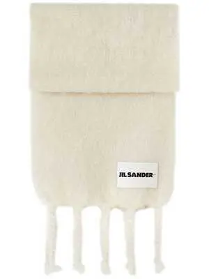 JIL SANDER Logo-patch Chunky-knit Scarf - Neutrals