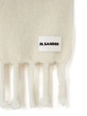 JIL SANDER Logo-patch Chunky-knit Scarf - Neutrals