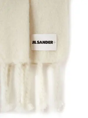 JIL SANDER Logo-patch Chunky-knit Scarf - Neutrals