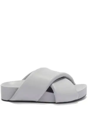 JIL SANDER Cross-over Leather Sandals - Grey