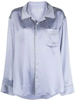 Alexander Wang Logo-embroidered Silk-jacquard Shirt - Purple