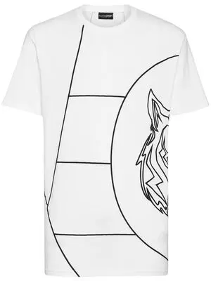 PLEIN SPORT Tiger Court-print Cotton T-shirt - White
