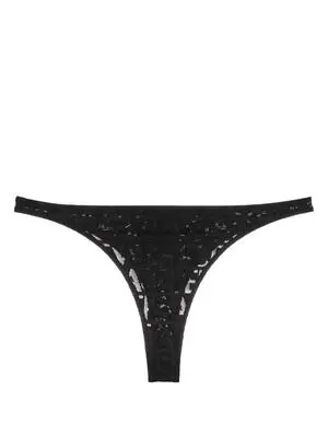 Versace Allover Jacquard Mesh Thong - Black