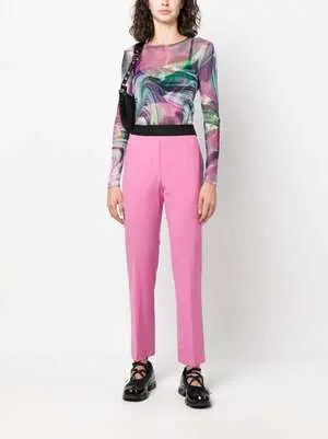 MSGM Logo-waistband Tapered Trousers - Pink