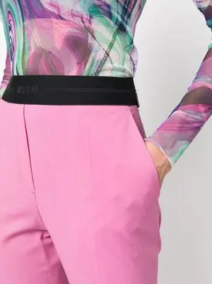 MSGM Logo-waistband Tapered Trousers - Pink