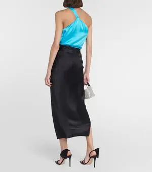 THE SEI Silk Midi Skirt