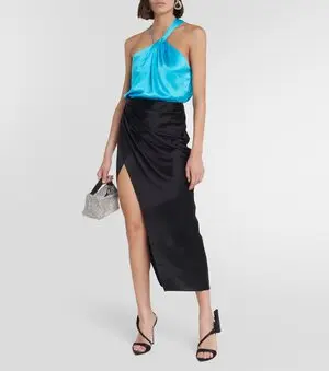THE SEI Silk Midi Skirt