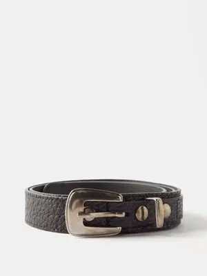 LEMAIRE Minimal Western Grained-leather Belt - Black