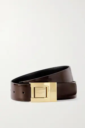 Saint Laurent Glossed-leather Skinny Belt