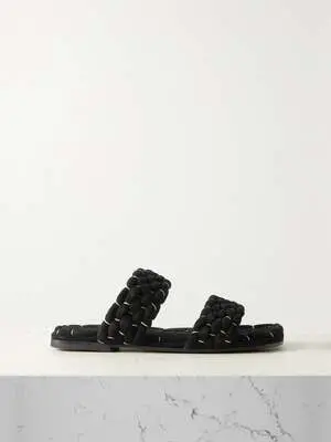Dries Van Noten Woven Metallic Suede Slides