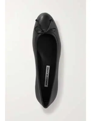 Manolo Blahnik Veralli Leather Ballet Flats - Black