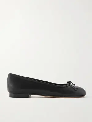Manolo Blahnik Veralli Leather Ballet Flats - Black