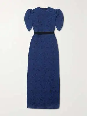 Erdem Belted Metallic Cloqué Gown