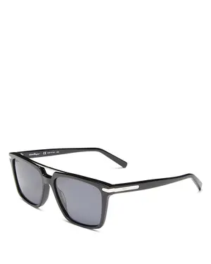 FERRAGAMO Square Sunglasses, 57mm - Black/blue