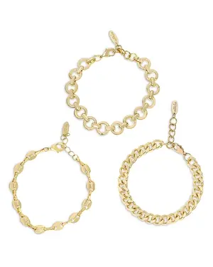 ETTIKA Ettika 18K Gold-Plated Link Bracelet Set