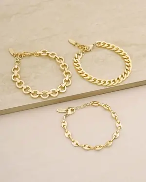 Ettika 18k -plated Link Bracelet Set