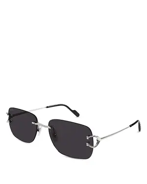 CARTIER Signature C Rectangular Sunglasses - Silver/black Solid