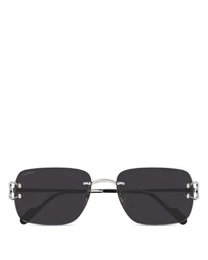Cartier Signature C Rectangular Sunglasses - Silver/black Solid