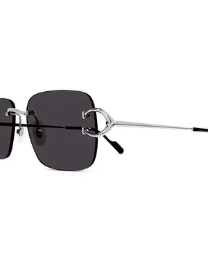 Cartier Signature C Rectangular Sunglasses - Silver/black Solid