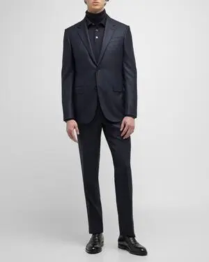 Zegna Striped Wool Suit Navy Stripe