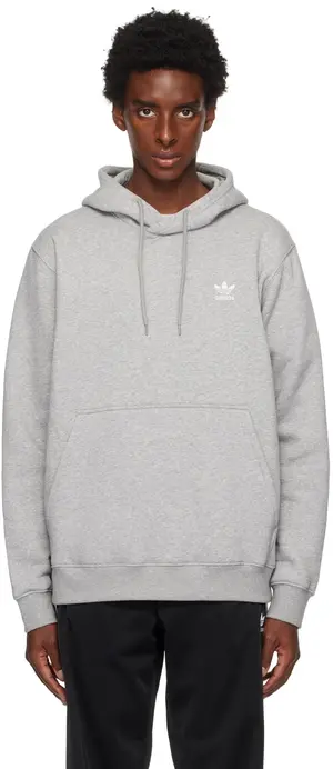 Adidas Originals By Alexander Wang Adidas Originals Gray Trefoil Essentials Hoodie - Medium Grey Heather