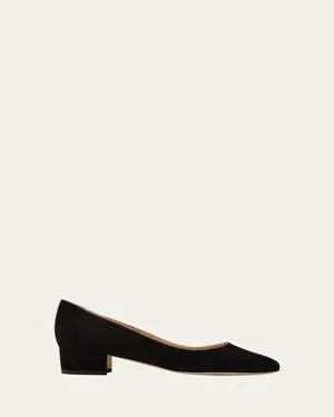 Manolo Blahnik Lista Suede Pumps - Black