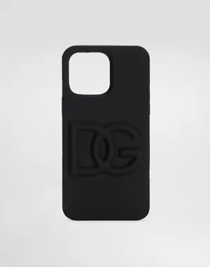 Dolce & Gabbana Rubber Iphone 14 Pro Max Cover With Dg Logo - Black