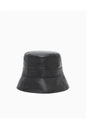 Giorgio Armani Reversible Nappa-leather Cloche Hat - Black
