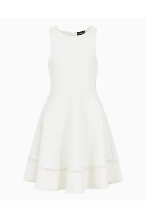 Emporio Armani Ottoman Jersey Flared Dress - White
