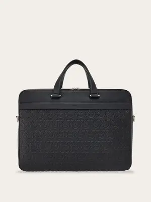 FERRAGAMO Embossed Gancini Briefcase - Black