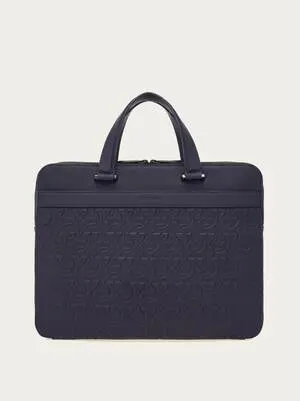FERRAGAMO Ferragamo Embossed Gancini Briefcase Blue
