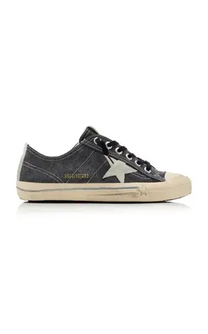 GOLDEN GOOSE V-star 2 Suede-trimmed Canvas Sneakers - Black