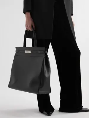 Saint Laurent Manhattan Full-grain Leather Tote Bag