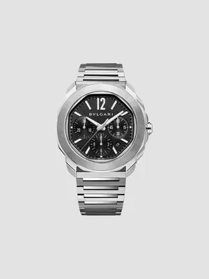BVLGARI Octo Roma Stainless Steel Chronograph Bracelet Watch - Black