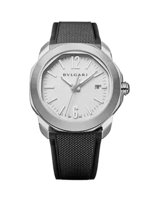 BVLGARI Octo Roma Stainless Steel & Rubber Strap Watch - Black